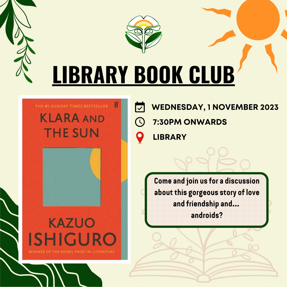 Library Book Club: Klara And The Sun by Kazuo Ishiguro – Panaga Club