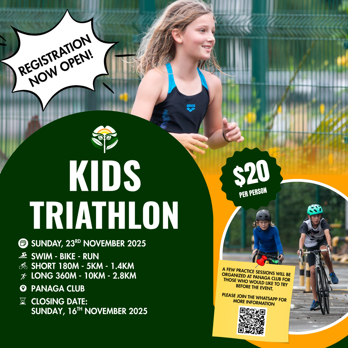 🏊🚴🏃 Kids Triathlon Registration Open Now! 🏁 – Panaga Club