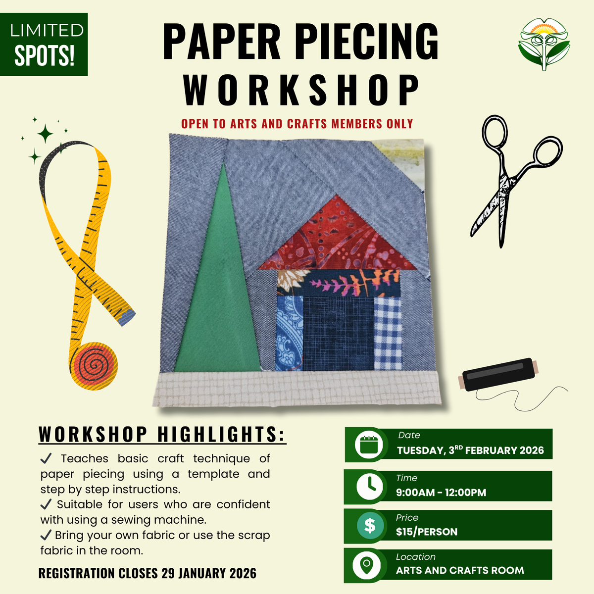 Paper Piecing Workshop – Panaga Club