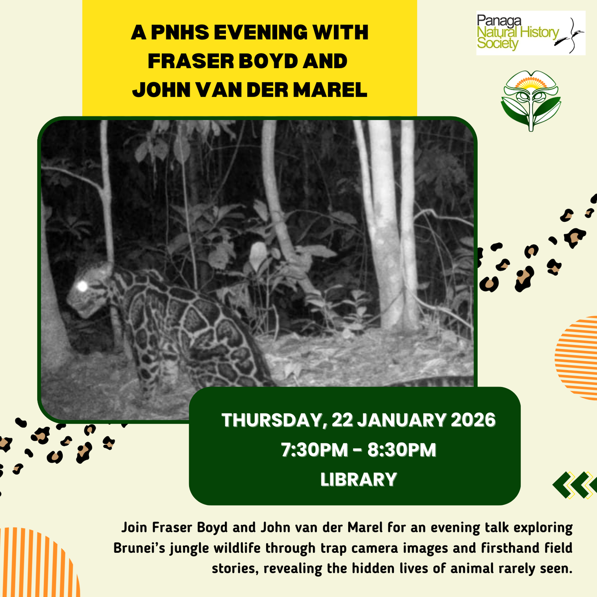 A PNHS Evening with Fraser Boyd & John van der Marel – Panaga Club