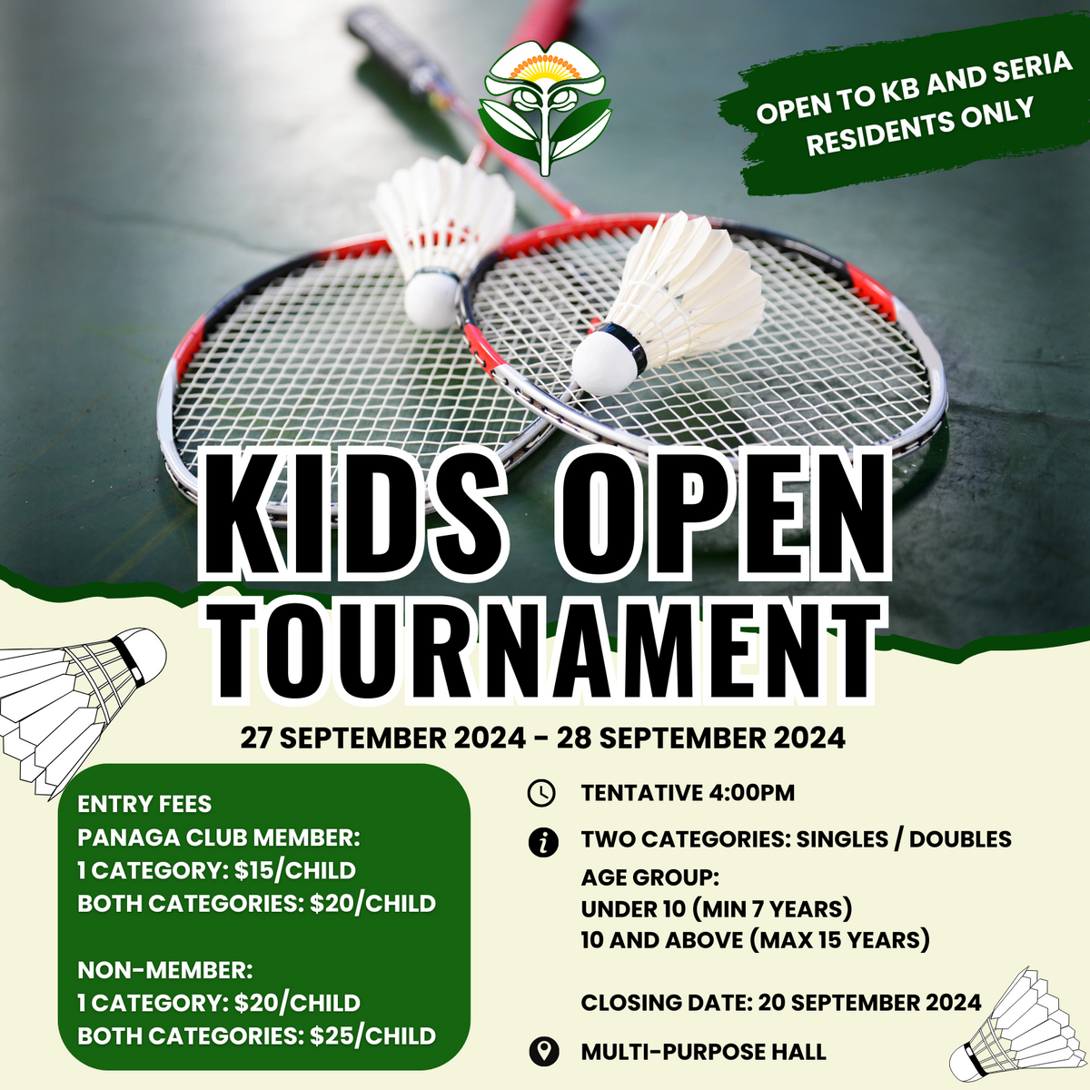 Kids Open Badminton Tournament – Panaga Club