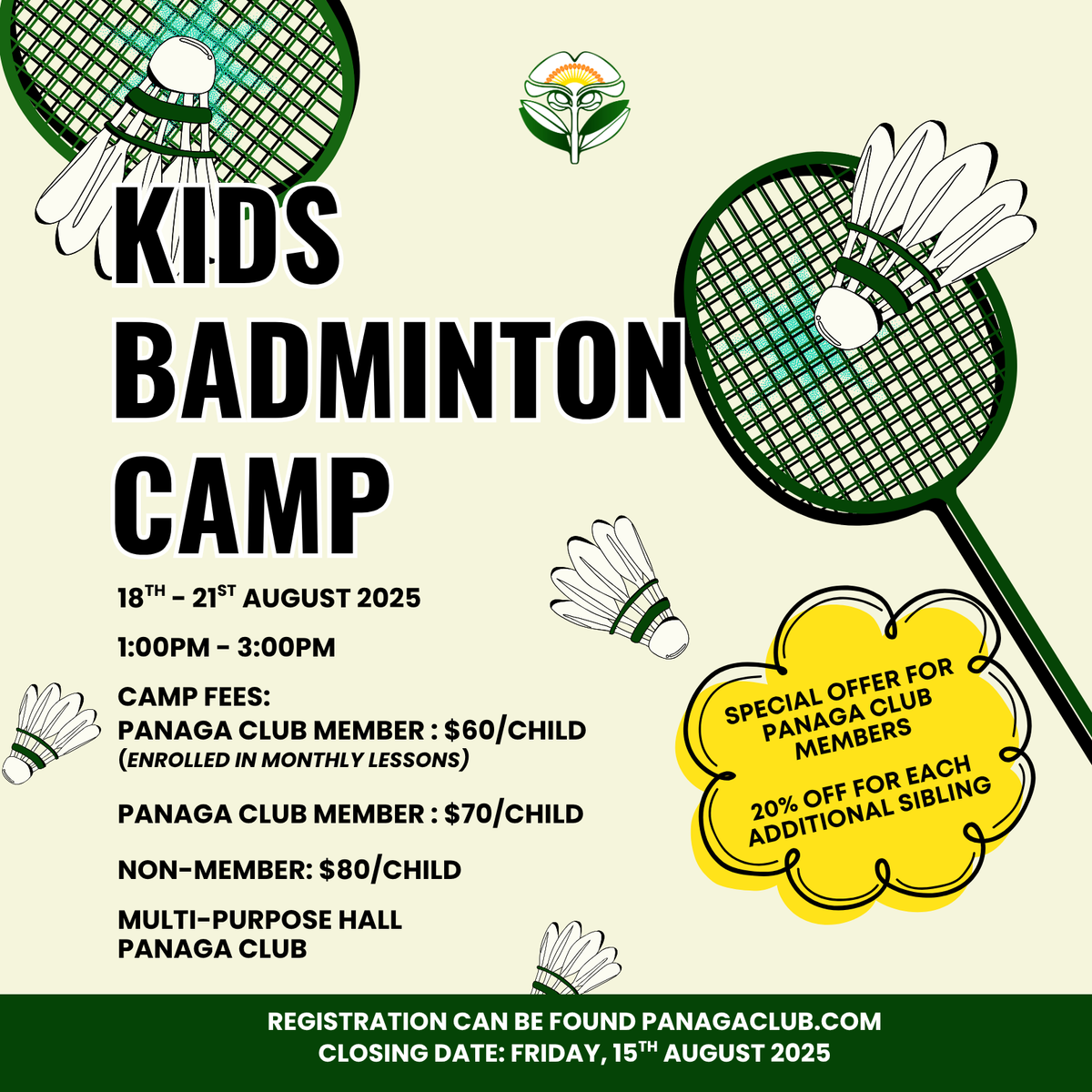 Kids Badminton Camp – Panaga Club