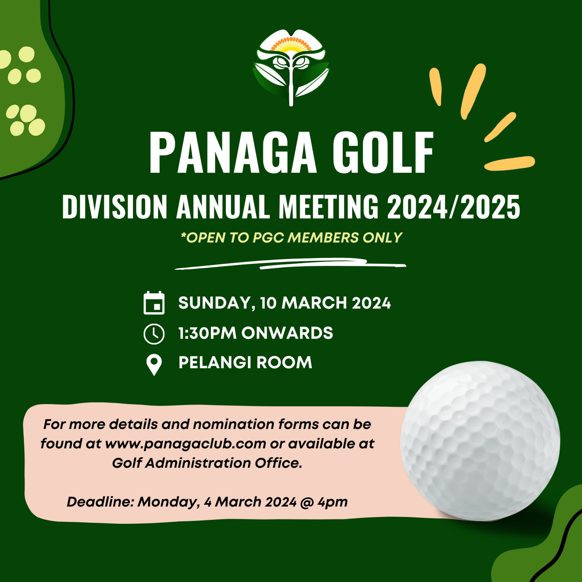 Panaga Golf Division Annual Meeting 2024/2025 – Panaga Club