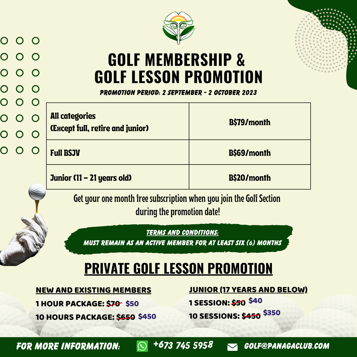 Golf Membership & Golf Lesson Promotion – Panaga Club