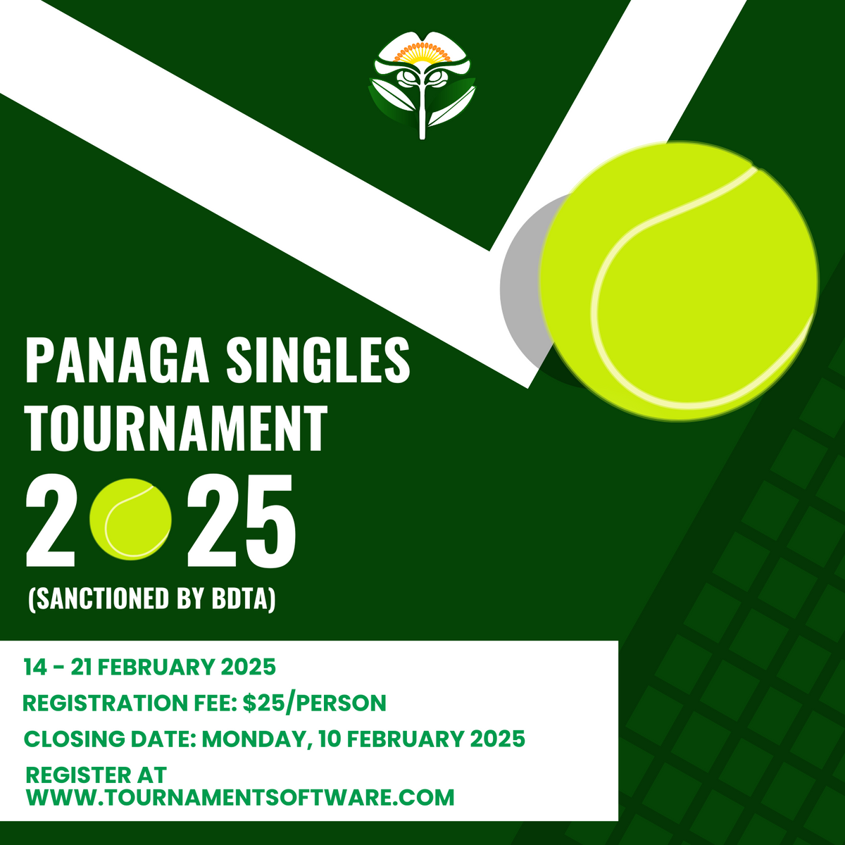 Panaga Singles Tournament 2025 (Sanctioned by BDTA) – Panaga Club